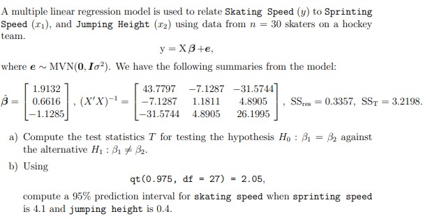 Solved A multiple linear regression model is used to relate | Chegg.com