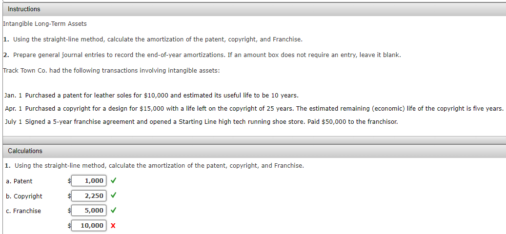 Solved Intangible Long-Term Assets 1. Using the | Chegg.com