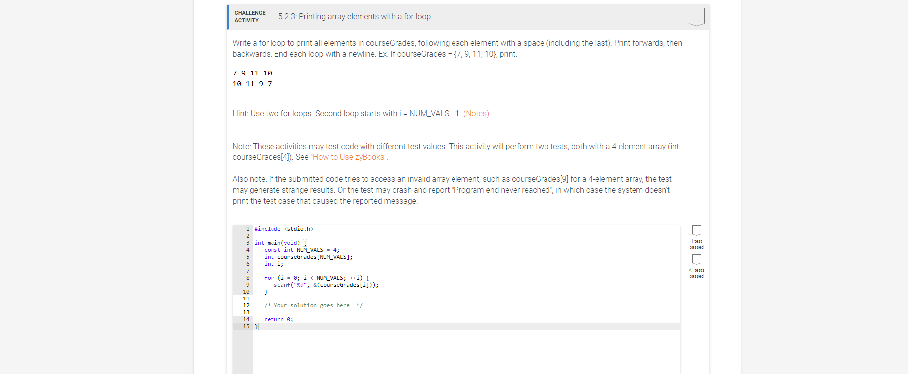 Solved CHALLENGE 5 2 3 Printing Array Elements With A Fo