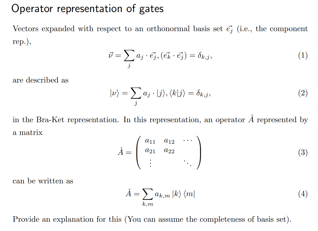 Solved Operator representation of gates Vectors expanded | Chegg.com