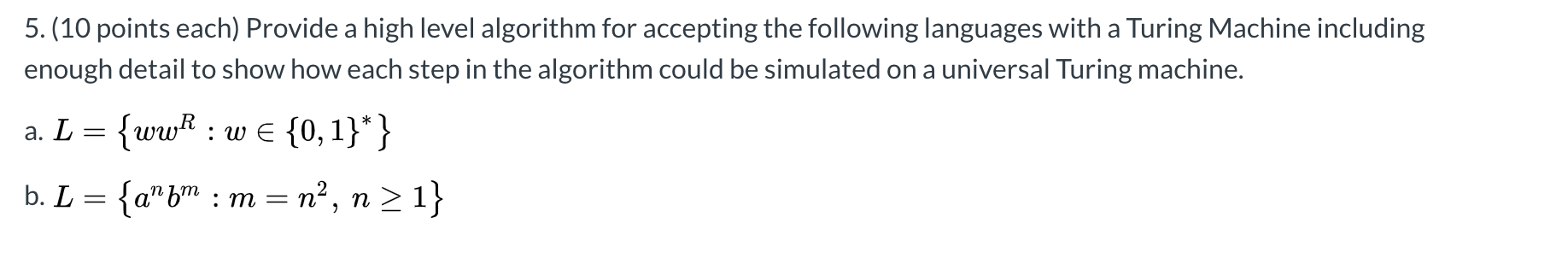 5.(10 points each) Provide a high level algorithm for | Chegg.com