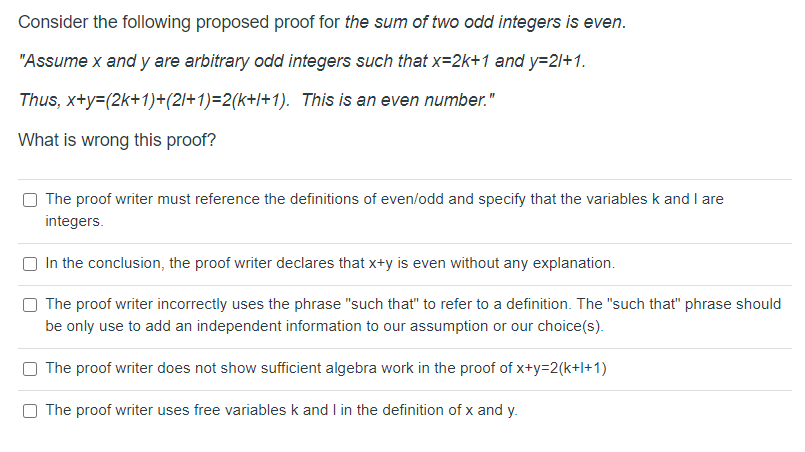 Solved Consider the following proposed proof for the sum of | Chegg.com
