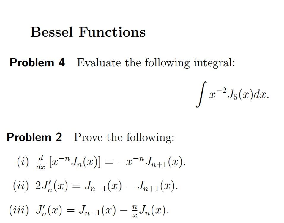 Solved this questions on lesson Bessel Functions | Chegg.com