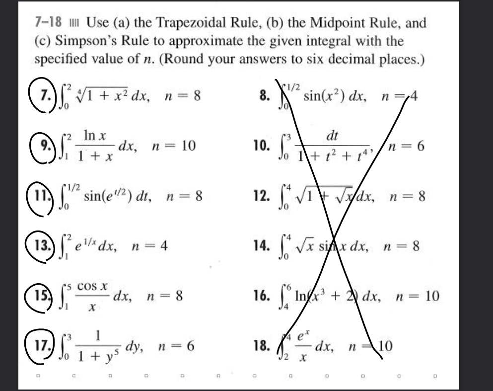 Solved 7-18 II Use (a) the Trapezoidal Rule, (b) the | Chegg.com