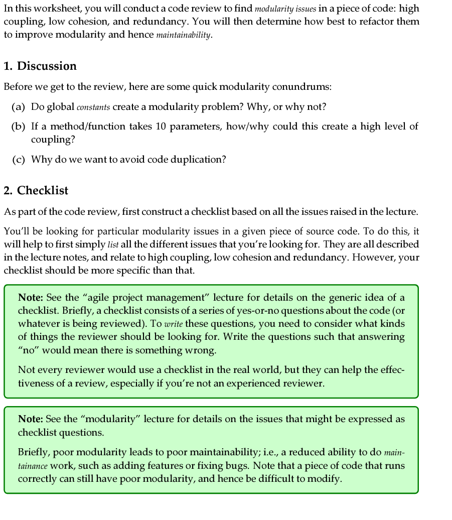 Solved In this worksheet, you will conduct a code review to | Chegg.com