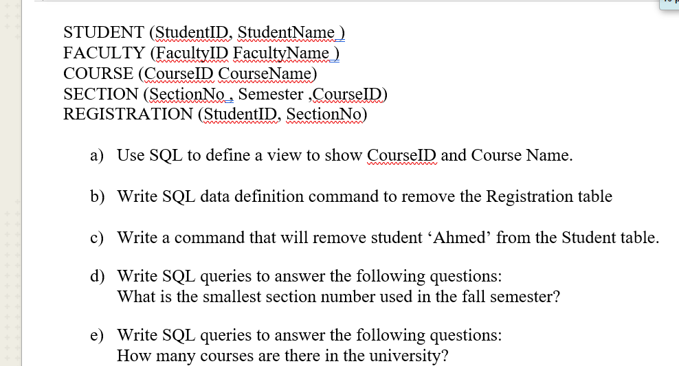 Solved STUDENT (StudentID, StudentName FACULTY (FacultyID | Chegg.com