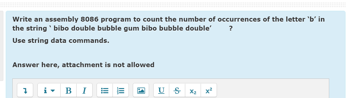 Solved Write an assembly 8086 program to count the number of | Chegg.com
