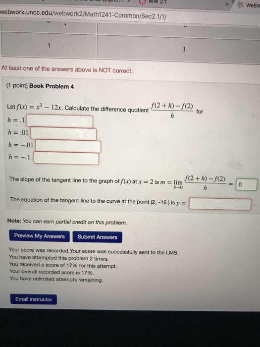 Solved webwork.uncc.edu/webwork2/Math1241-Common/Sec2.1/1 At | Chegg.com