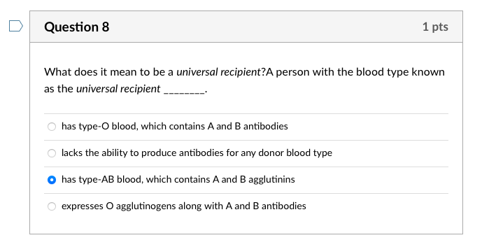 Solved What does it mean to be a universal recipient? A | Chegg.com