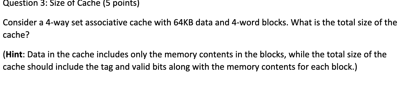 Solved Consider a 4-way set associative cache with 64KB data | Chegg.com