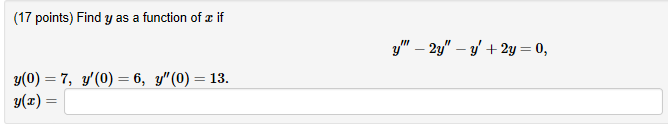 Solved Find yy as a function of xx | Chegg.com