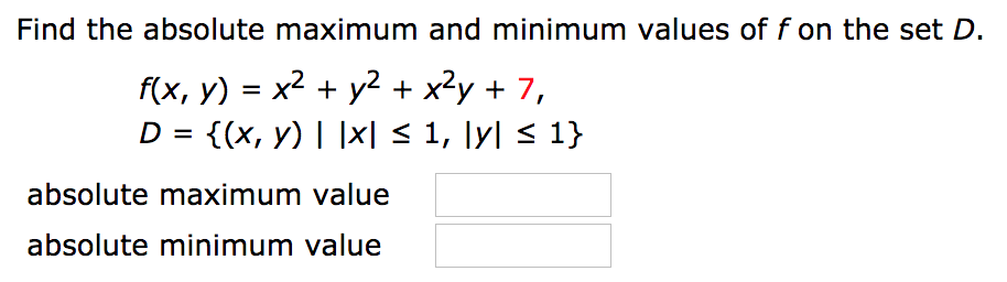 Solved Find The Absolute Maximum And Minimum Values Of F On