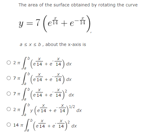 Solved The area of the surface obtained by rotating the | Chegg.com