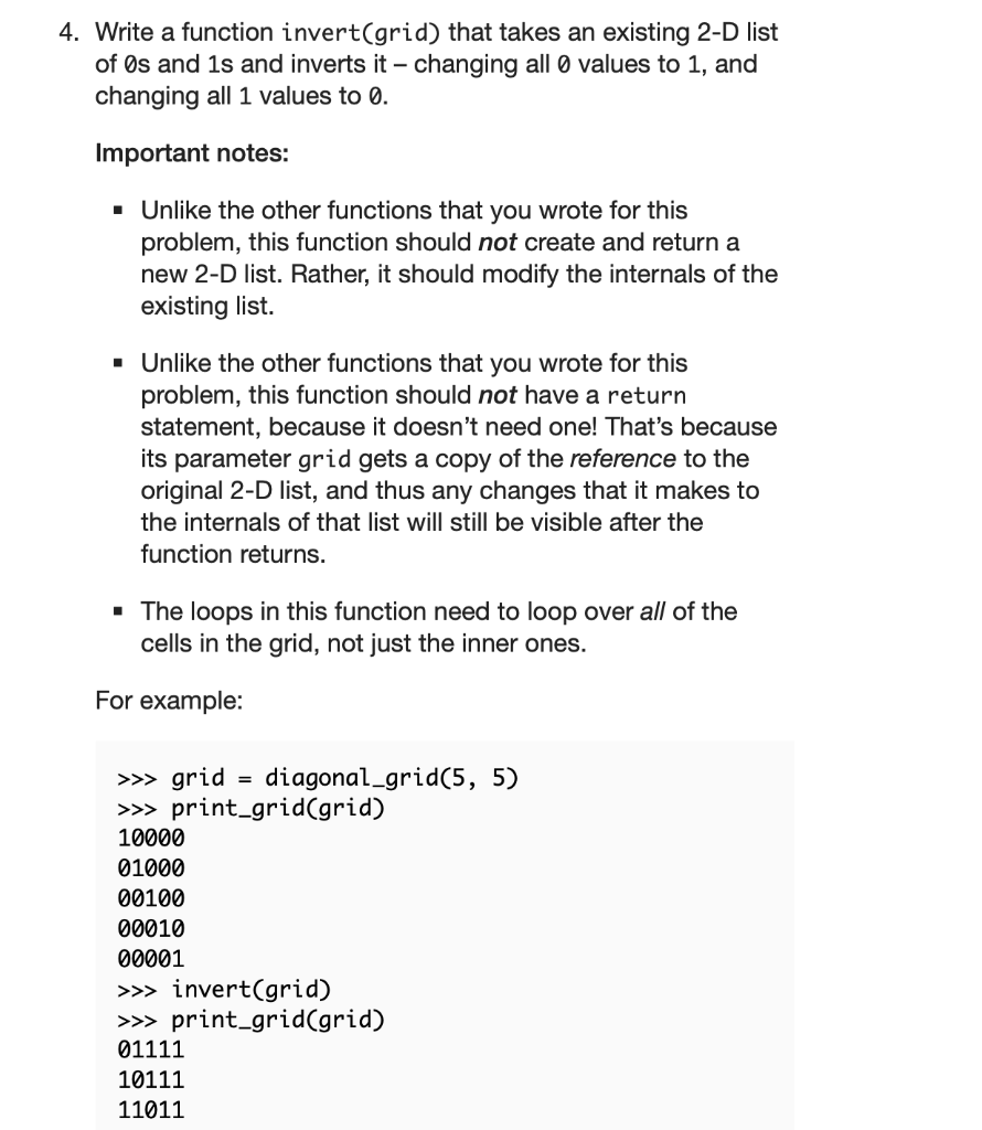 Solved Problem 1: 2-D lists 20 points; pair-optional See the | Chegg.com