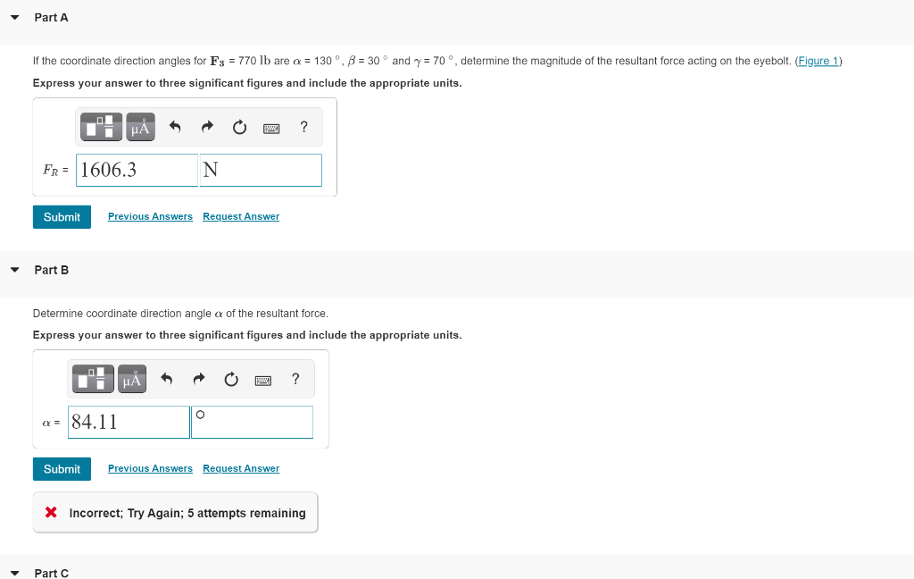 Solved Part A If the coordinate direction angles for F3 = | Chegg.com