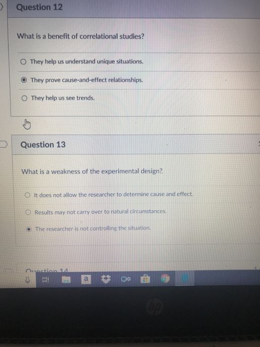 Solved Question 12 What is a benefit of correlational | Chegg.com