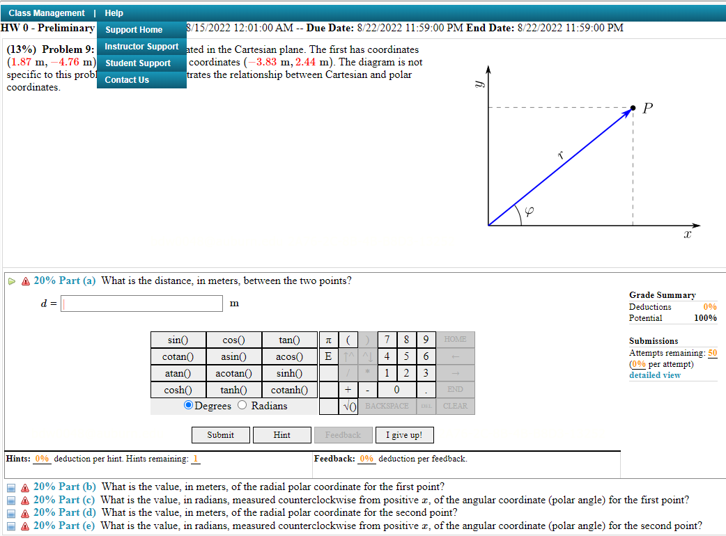 Solved (13\%) Problem 9: Instructor Support ated in the | Chegg.com