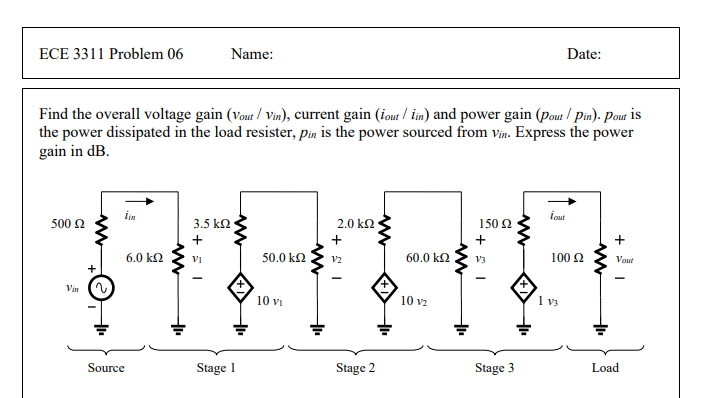 Solved Find the overall voltage gain (vout /vin ), current | Chegg.com