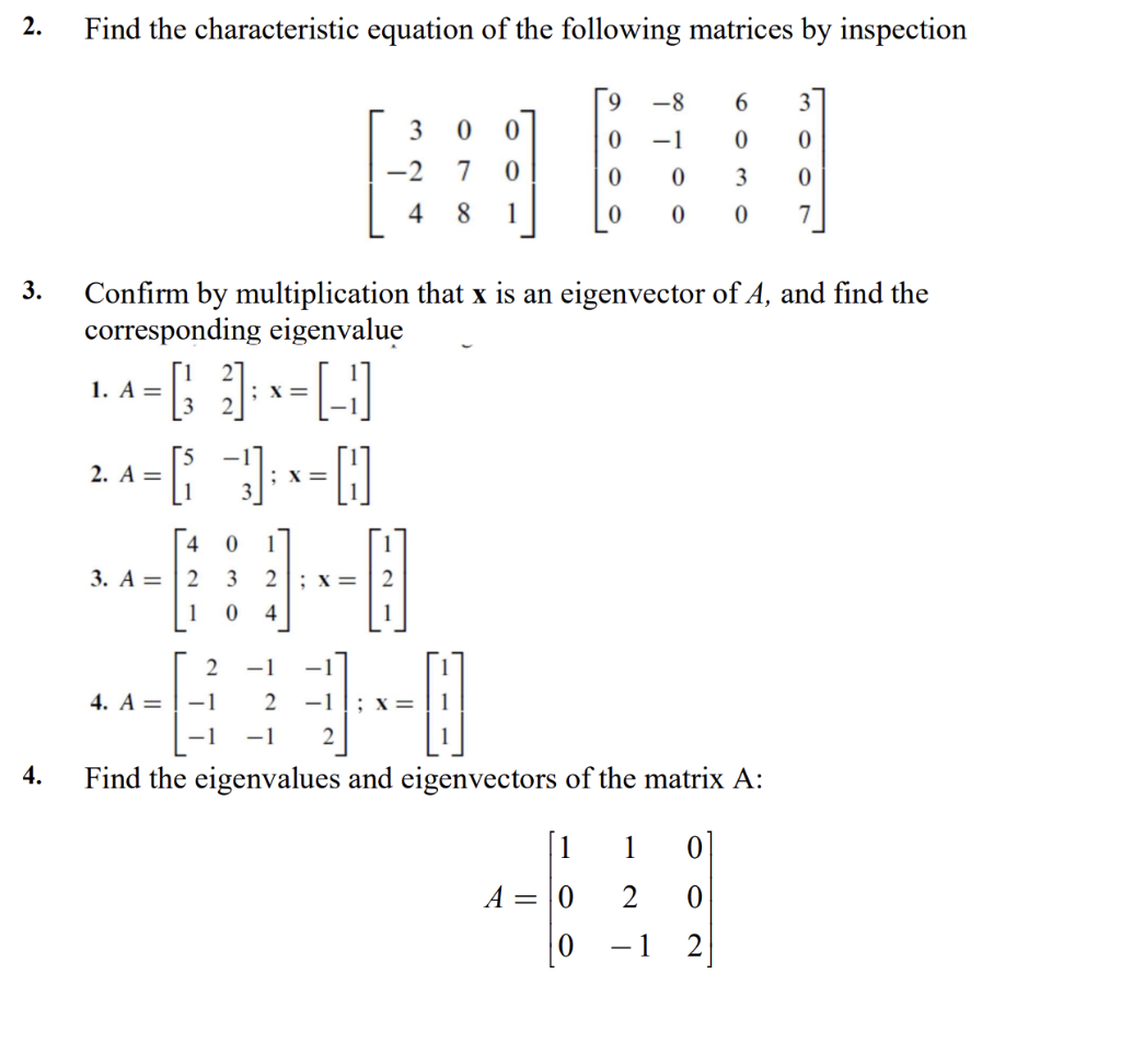 Solved 2. Find the characteristic equation of the following | Chegg.com
