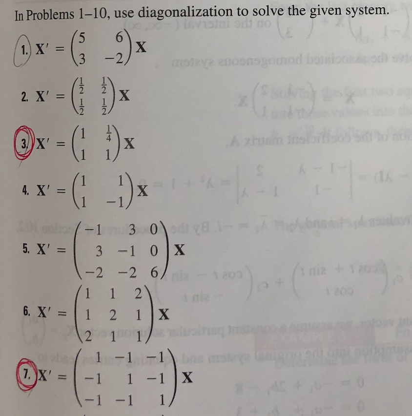 Solved In Problems 1-10, use diagonalization to solve the | Chegg.com