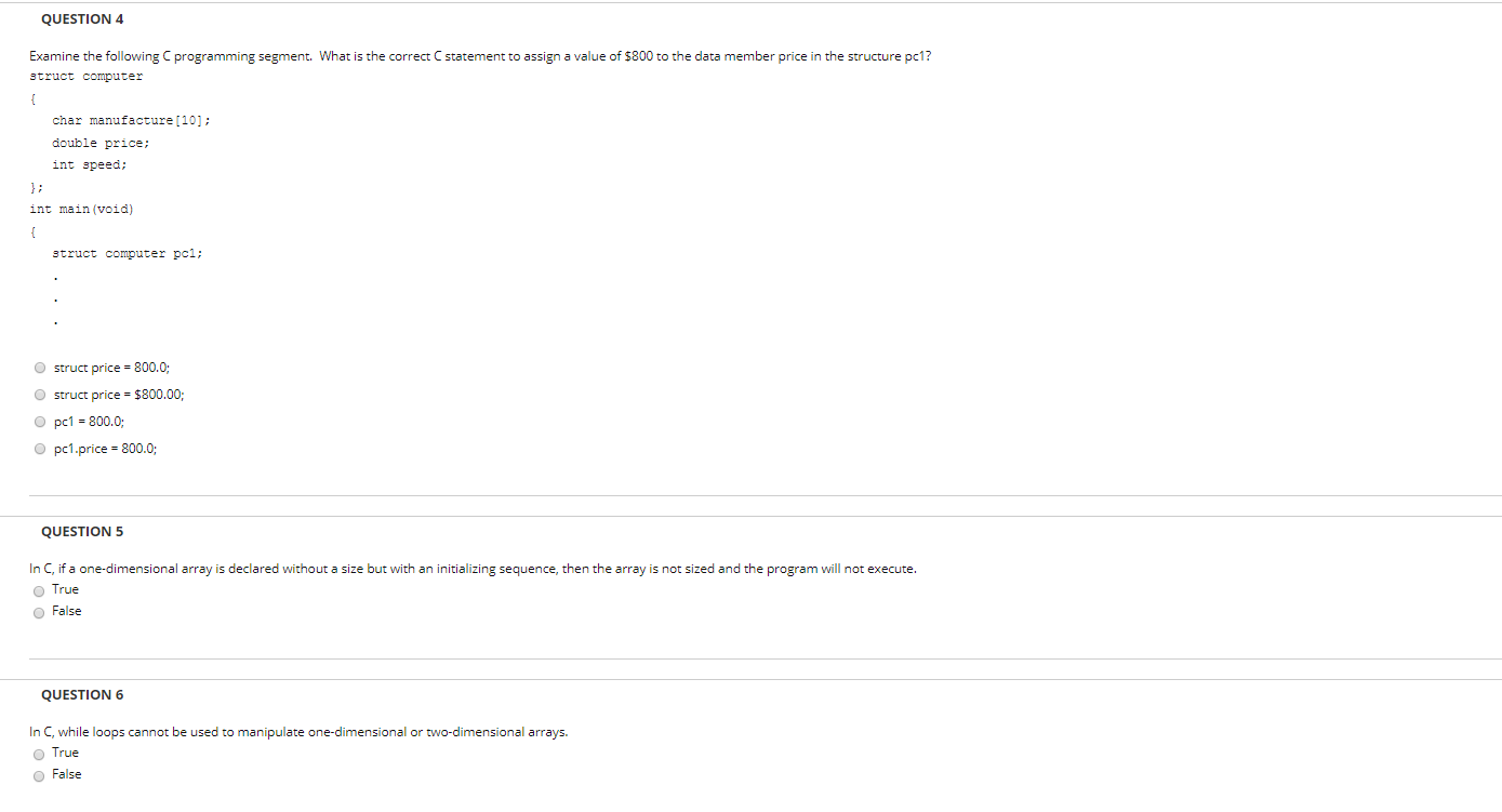 Solved QUESTION 3 Examine the C programming segment given | Chegg.com