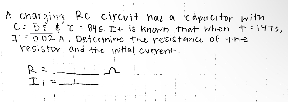 Solved A charging RC circuit has a capacitor with C=5 F&τ=84 | Chegg.com