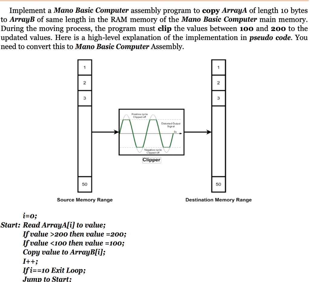 Solved Implement a Mano Basic Computer assembly program to | Chegg.com