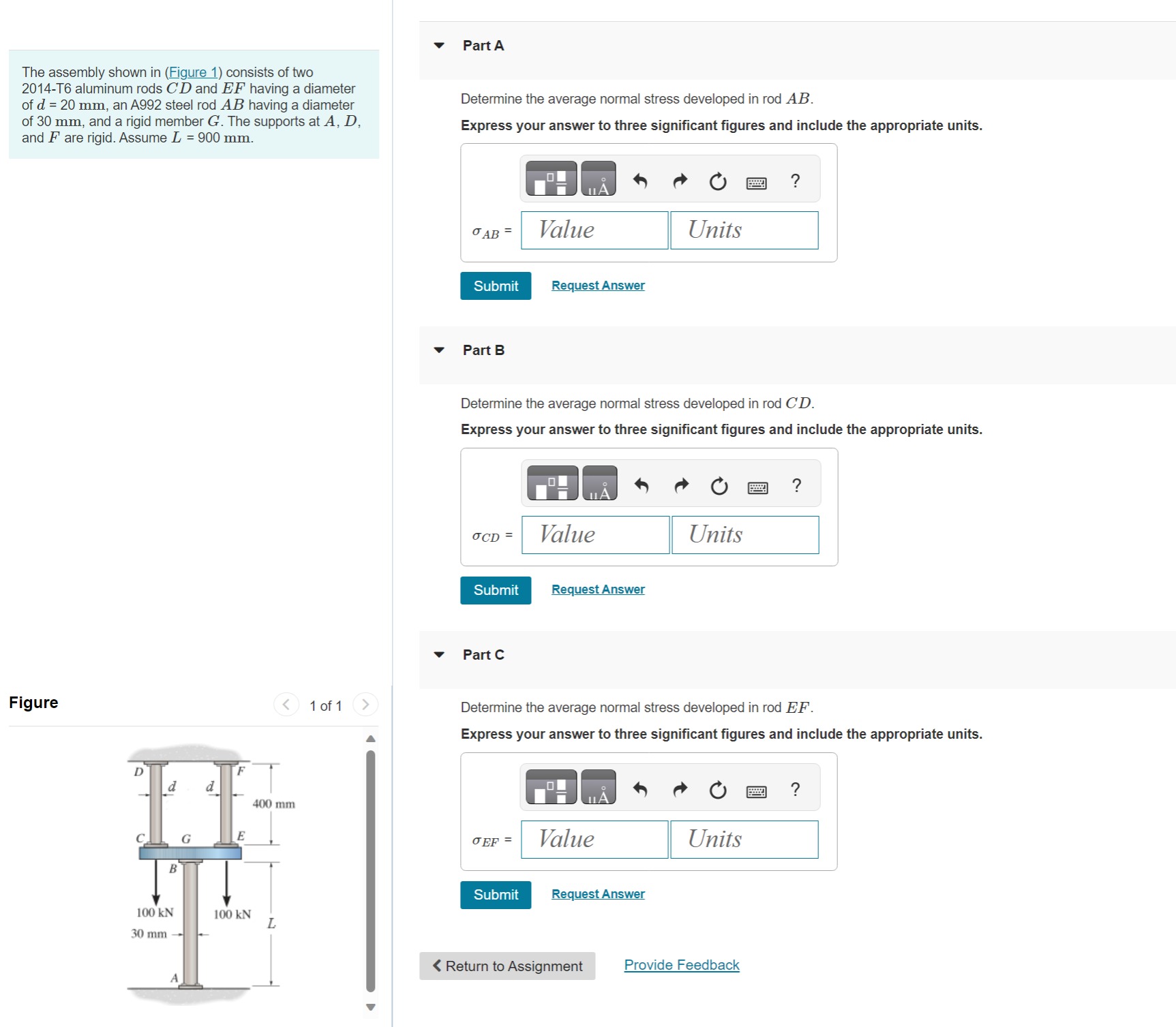 Solved Part AThe assembly shown in (Figure 1) ﻿consists of | Chegg.com