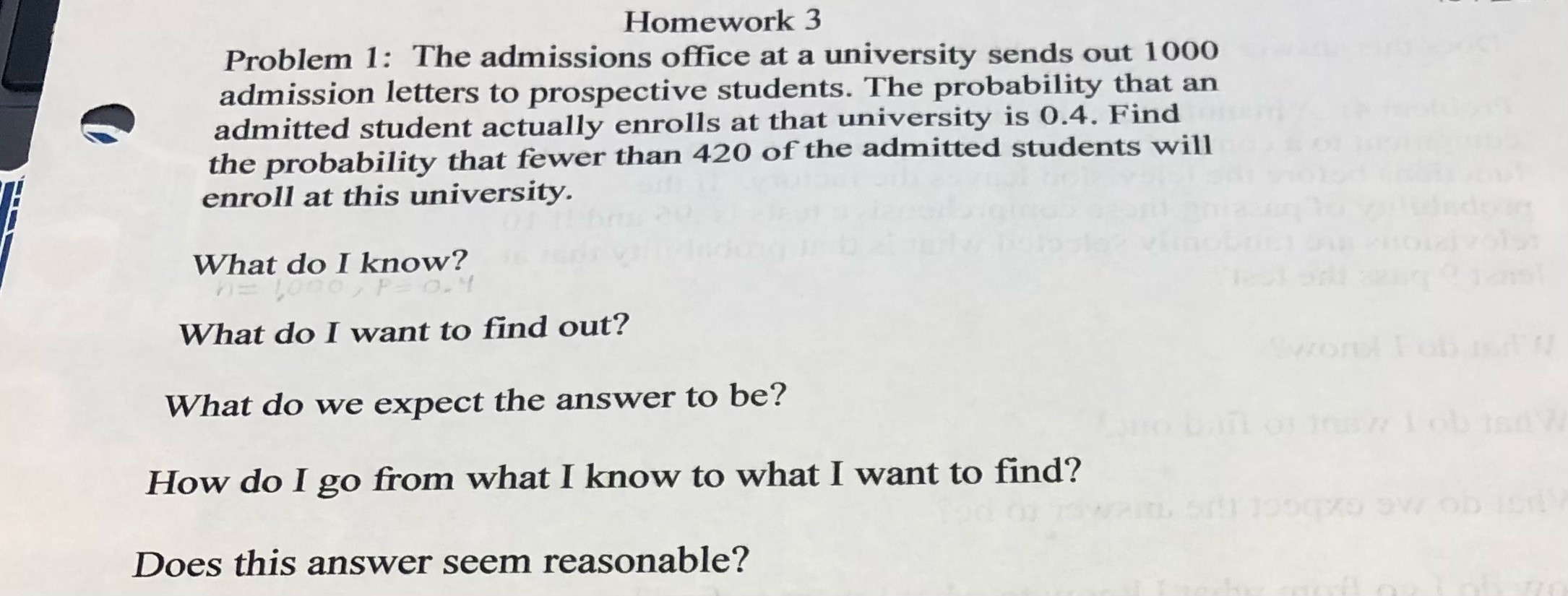 Solved Homework 3 Problem 1: The admissions office at a | Chegg.com