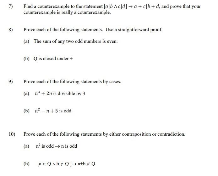 Solved 7) Find a counterexample to the statement [a| bc|d] - | Chegg.com