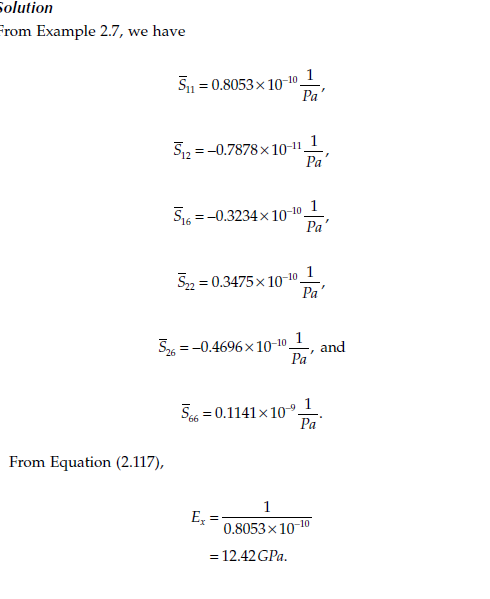 Solved Example 2.9 Find the engineering constants of a 60° | Chegg.com