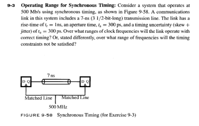 Solved 9-3 Operating Range for Synchronous Timing: Consider | Chegg.com