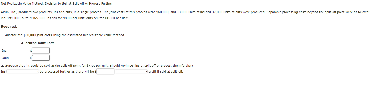 Solved Net Realizable Value Method, Decision to Sell at | Chegg.com