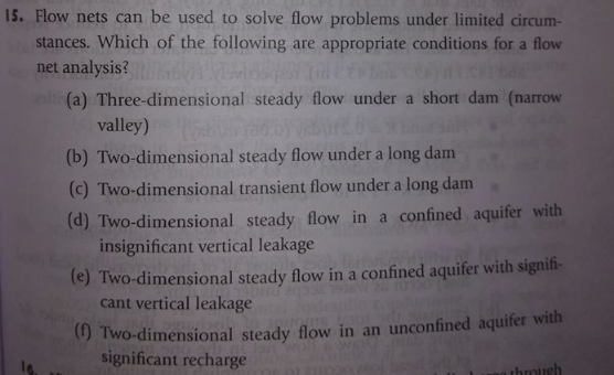 Solved 15. Flow nets can be used to solve flow problems | Chegg.com