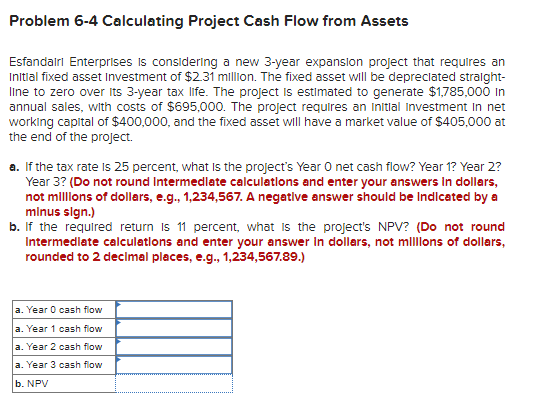 Solved Problem 6-4 Calculating Project Cash Flow from Assets | Chegg.com Solved Problem 6-4 Calculating Project Cash Flow from Assets | Chegg.com