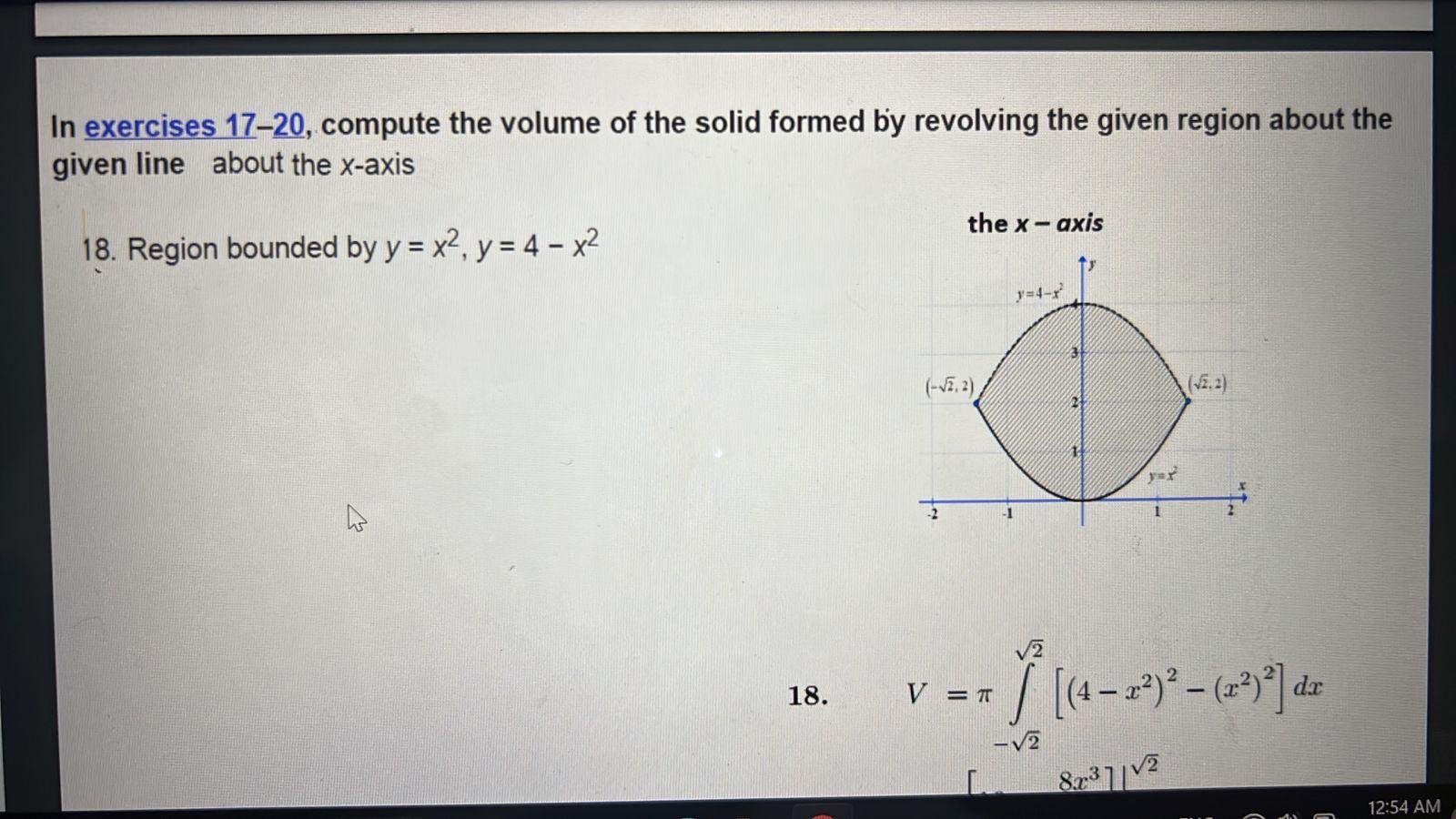 Solved In exercises 17-20, compute the volume of the solid | Chegg.com