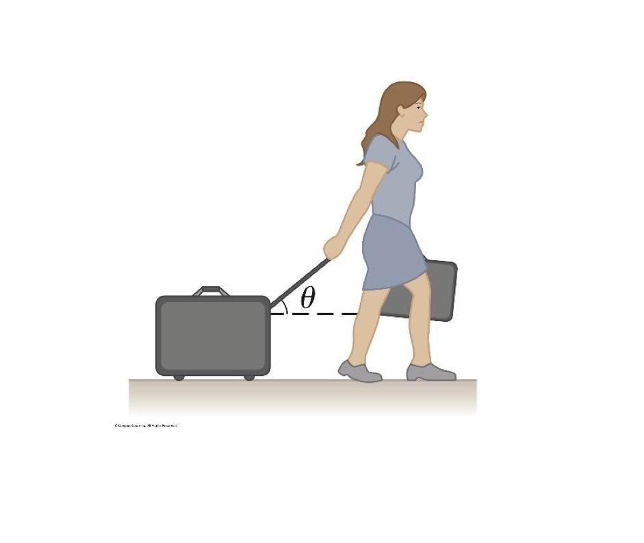 Solved 1. A rolling suitcase of mass 71.3 Kg is dragged | Chegg.com