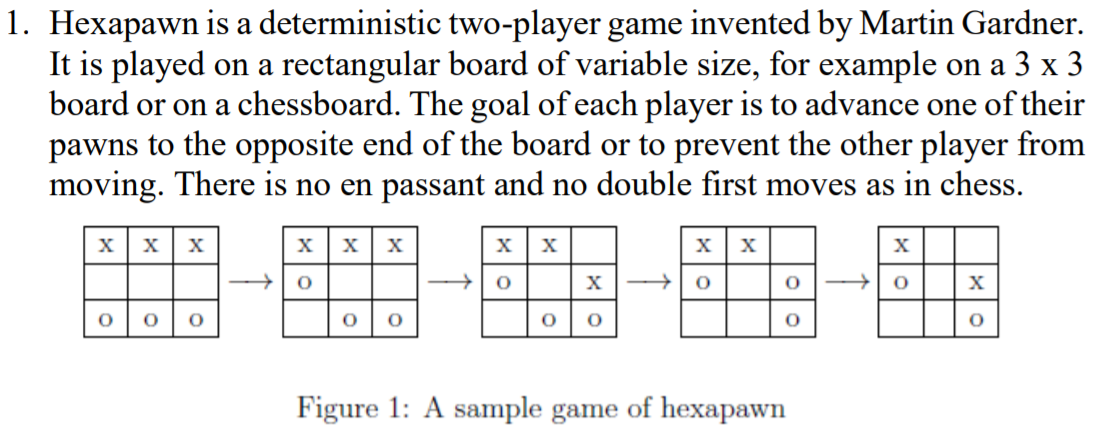 Solved 1. Hexapawn is a deterministic two-player game | Chegg.com