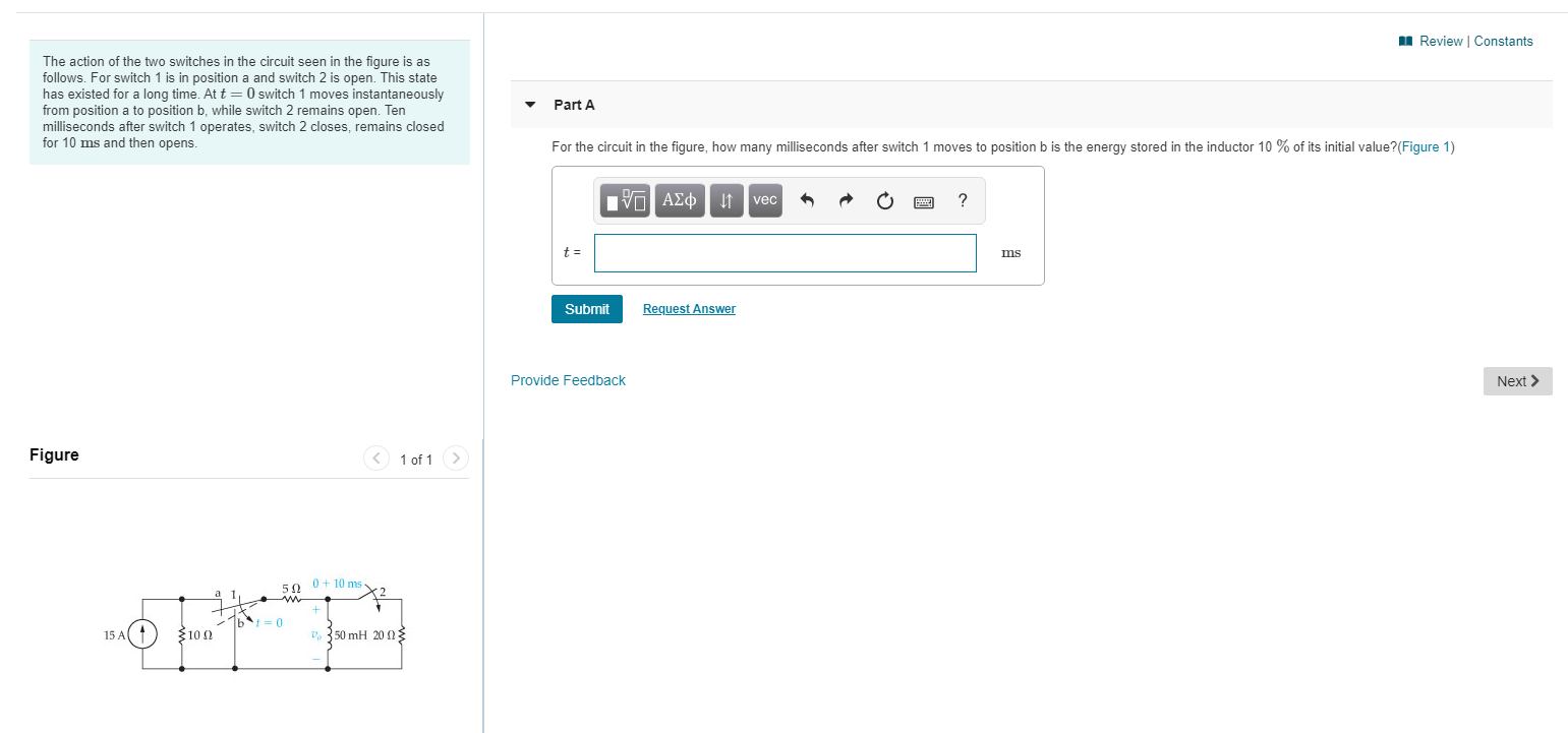 Solved Review Constants The action of the two switches in | Chegg.com