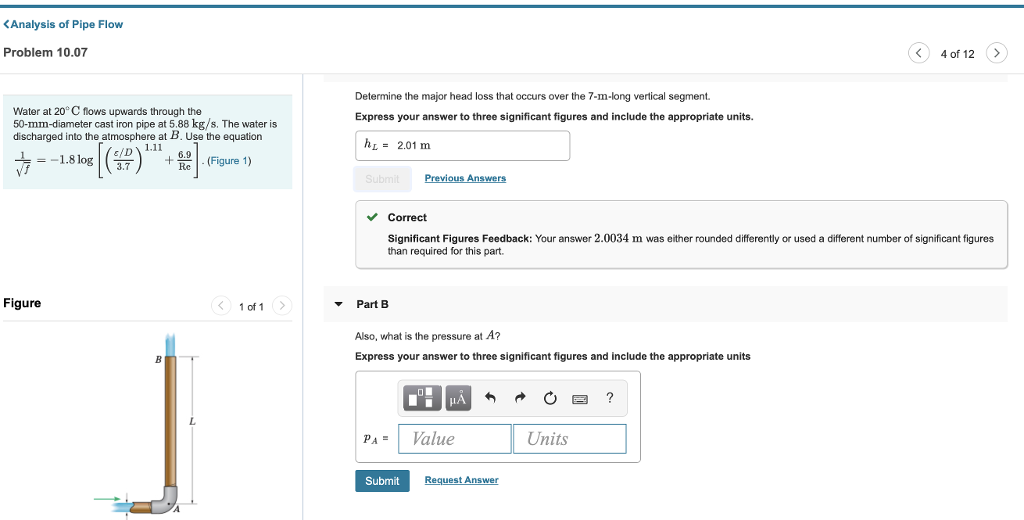 Solved KAnalysis of Pipe Flow Problem 10.07 4 of 12 | Chegg.com