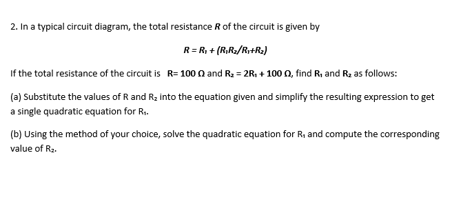 Solved 2. In a typical circuit diagram, the total resistance | Chegg.com