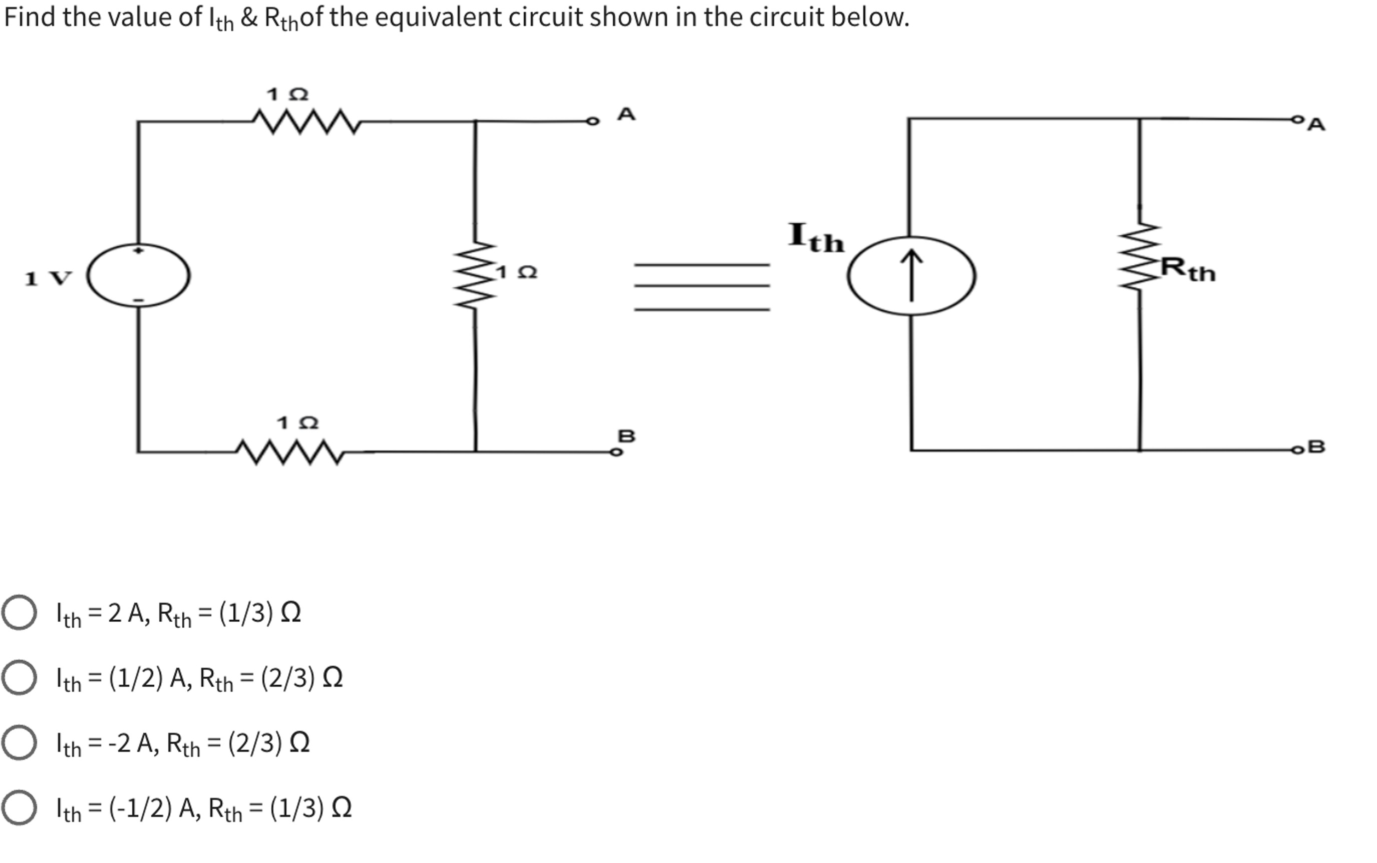 Solved Find the value of Ith &Rth ﻿of the equivalent circuit | Chegg.com