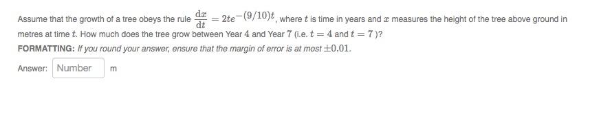 Solved Assume that the growth of a tree obeys the rule der = | Chegg.com