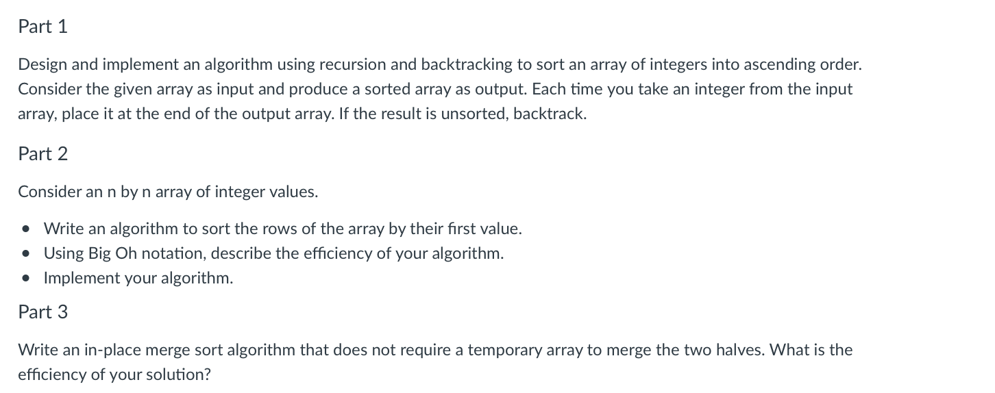 Solved Part 1 Design And Implement An Algorithm Using
