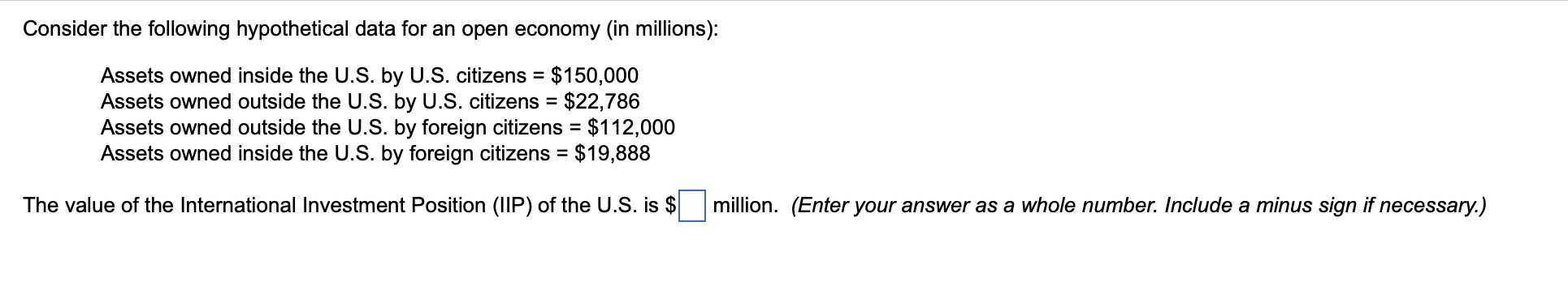 Solved Consider the following hypothetical data for an open | Chegg.com