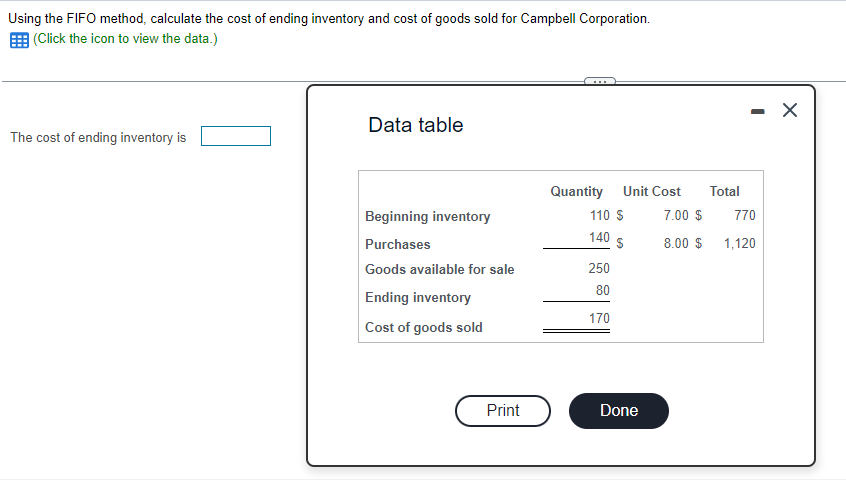 Solved Using the FIFO method, calculate the cost of ending | Chegg.com