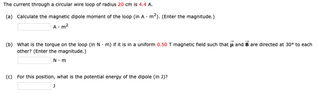 Solved The current through a circular wire loop of radius 20 | Chegg.com