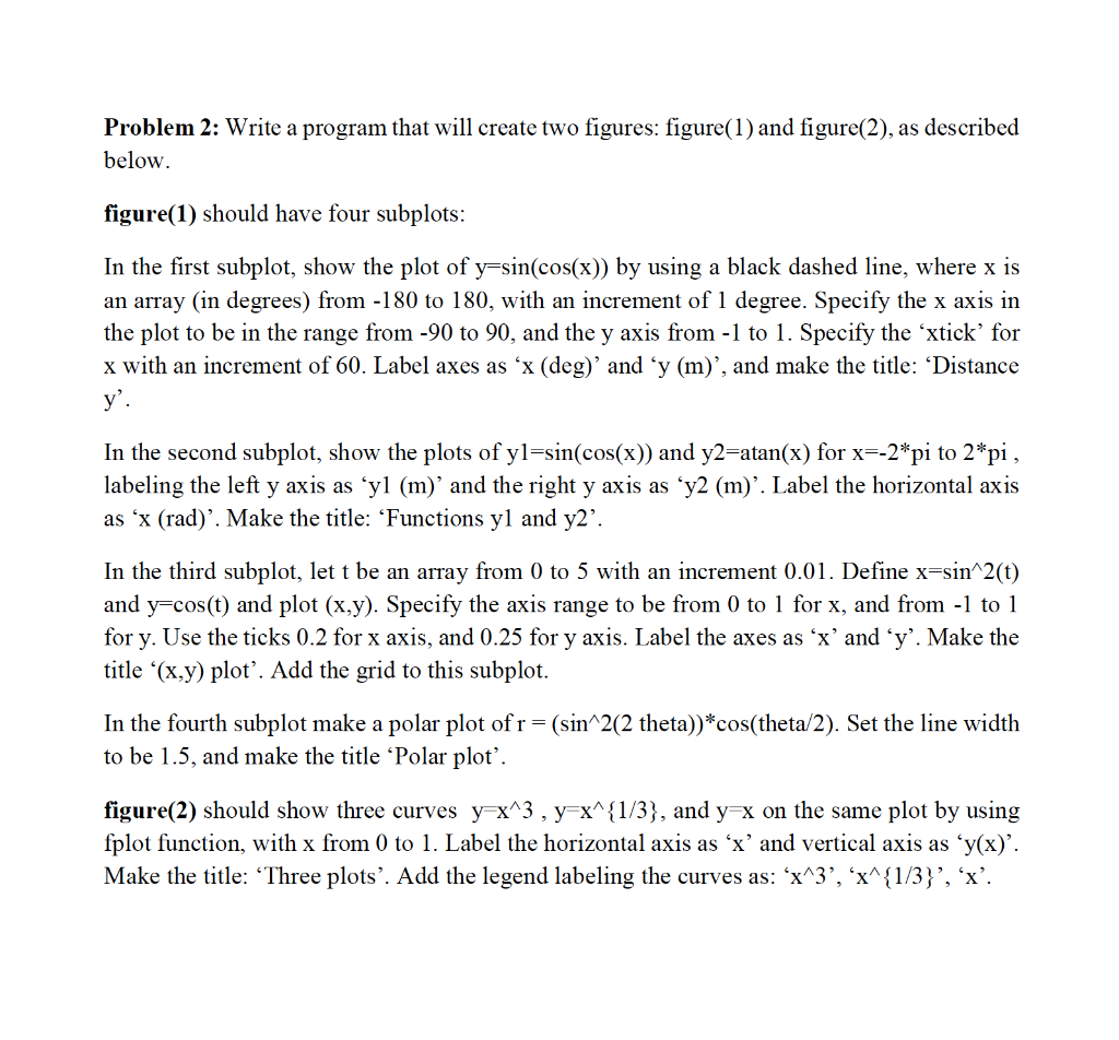 Solved Problem 2: Write a program that will create two | Chegg.com