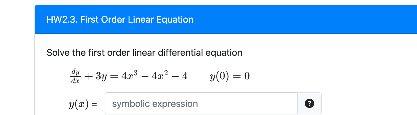Solved Solve The First Order Linear Differential Equation