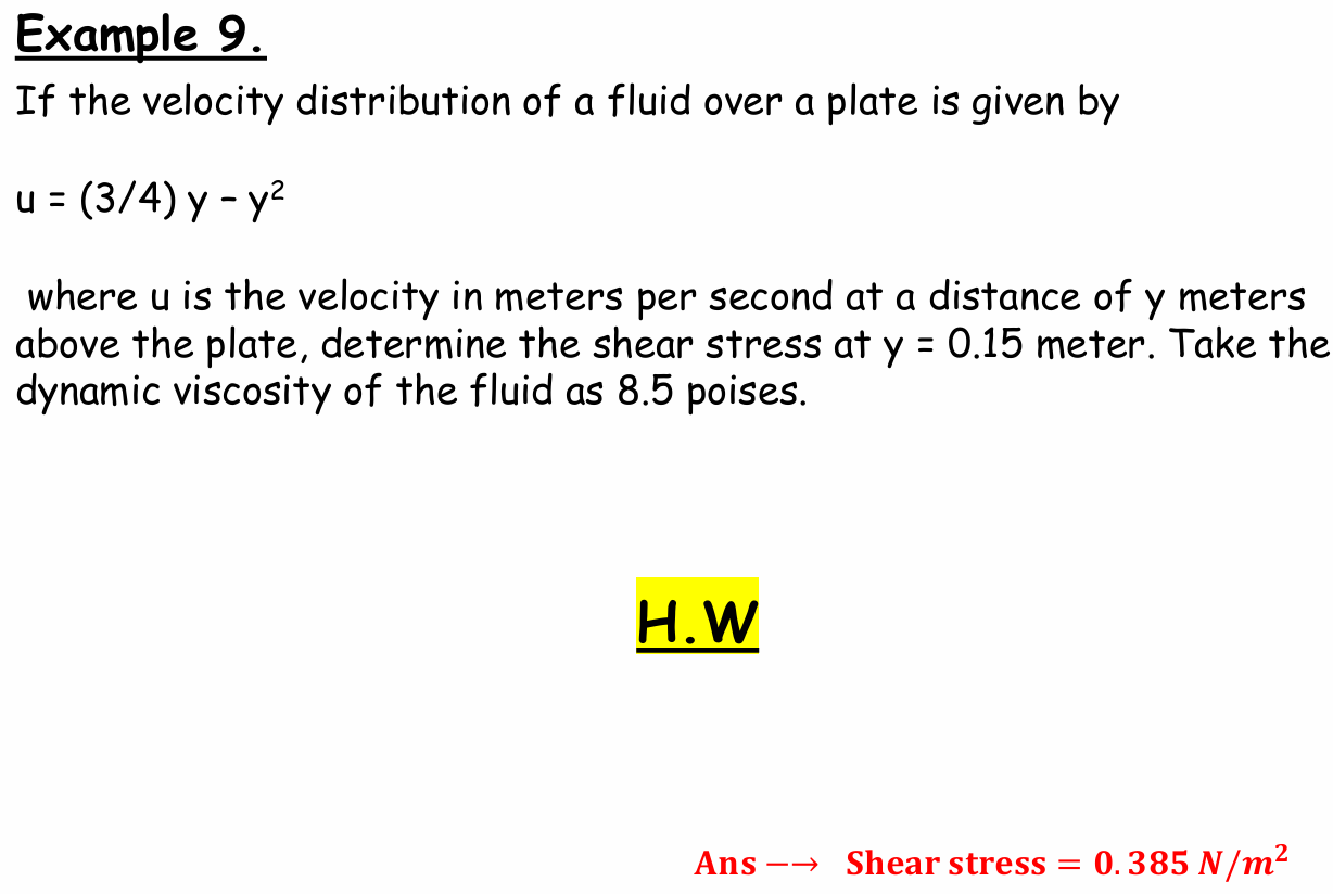 Solved Example 9.If ﻿the velocity distribution of ﻿a fluid | Chegg.com